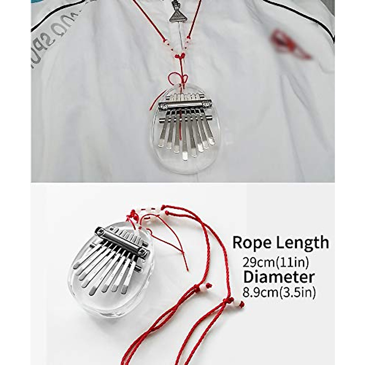 Mini Kalimba 8 Keys Crystal Thumb Piano Best Gift for Kids Adults and Beginners in Birthday Christmas and Other Occasions(Crystal oval)