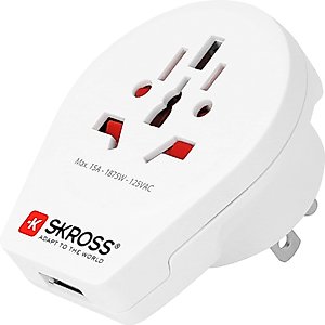 Skross World to USA USB Travel Adaptor, White