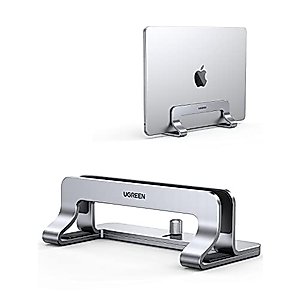 UGREEN Vertical Laptop Stand Holder Desk Aluminum Dock Compatible for MacBook Pro Air Laptop Stand Desktop Adjustable, Lenovo Ideapad 3, Surface Book, HP Notebook, Dell Chromebook Up to 17.3 Inch