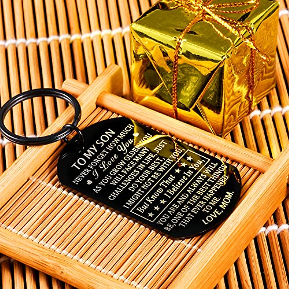 Valentines Day Gifts for Kids Gifts for Son Gifts for Teenage Boys Son Gifts from Mom Inspirational Gifts for Teen Stepson 16th 18th 21st Birthday Graduation Gifts Black Keychain for Adopted Son
