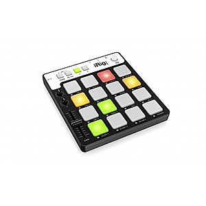 IK Multimedia iRig Pads MIDI groove controller, portable & lightweight MPC-style beat machine with 16 velocity-sensitive backlit rubber pads - studio equipment for iPhone, iPad, Android, Mac, PC