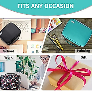 VASCHY Large Pencil Case, Art Color Pencils Pouch with Detachable Layers Multiple Zip Pockets for School Office Stationary Organization Turq