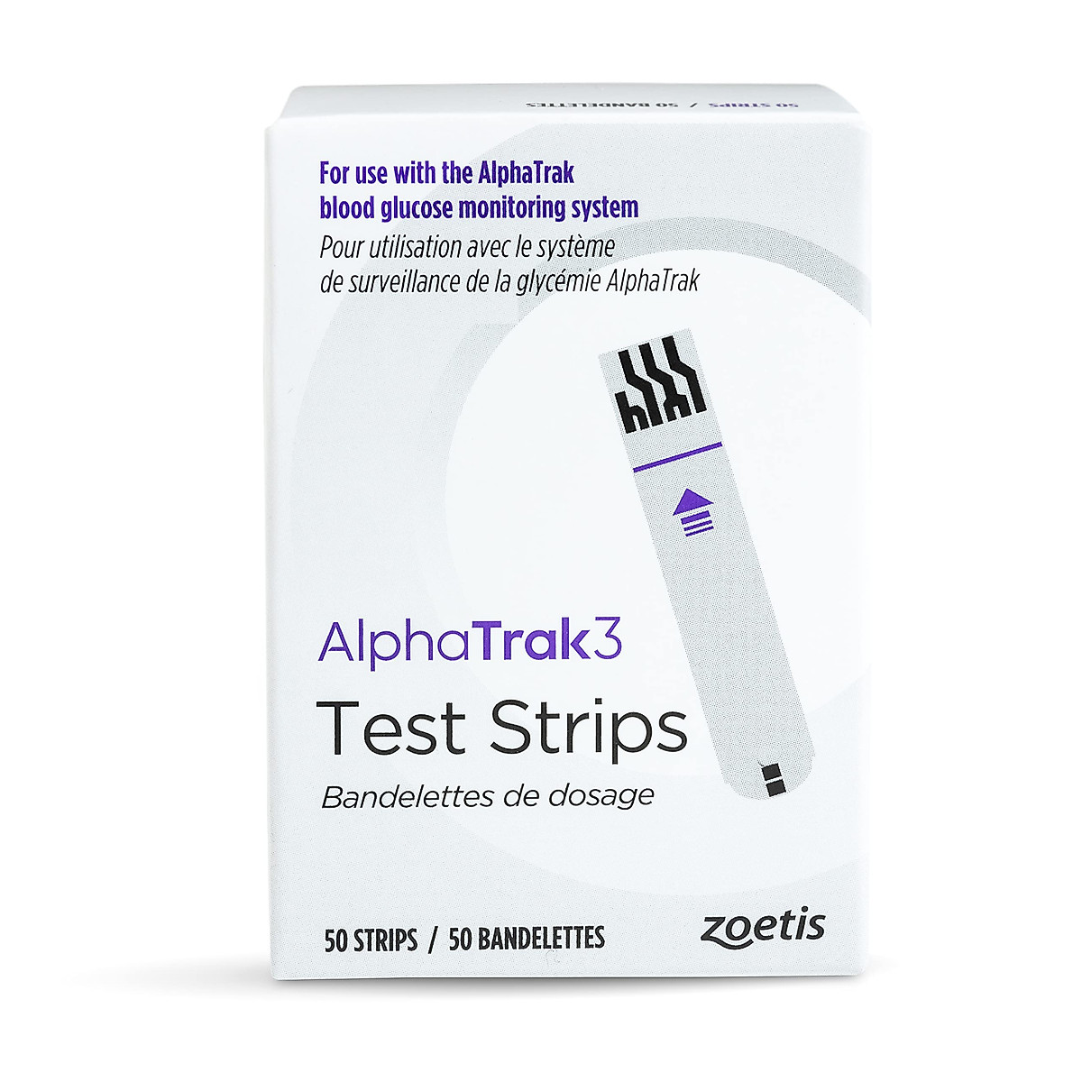 AlphaTrak 3 Test Strips for Use with AT3 Blood Glucose Monitoring System for Cats, Dogs, and Horses, 50 Count