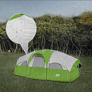 CAMPROS Tent-8-Person-Camping-Tents, Waterproof Windproof Family Tent, 5 Large Mesh Windows, Double Layer, Divided Curtain for Separated Room, Portable with Carry Bag, for All Seasons 1 (Green)