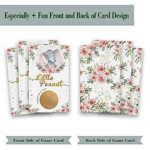 50 Baby Shower Scratch Off Game, Pink Elephant Rose Lucky Draw Card，Party Activities, Decorations, and Supplies- It's a Girl