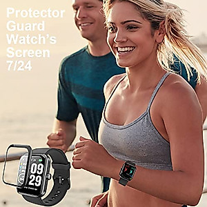 smaate Screen Protector for S2 1.69 inch, Compatible with TOZO S2 smartwatch, 3-Pack, 3D Full Coverage, Curved Edge frame, Anti-shatter, Anti-scratch