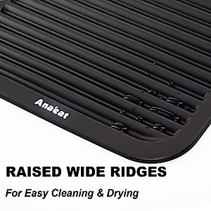 Anaeat 2 Pack Silicone Trivets for Hot Pots and Pans - Heat Resistant Real Silicone Hot Pads for Kitchen Counter, Multi-Purpose & Durable Trivet Mat for Hot Dishes, Jar Opener, Spoon Holder (Black)