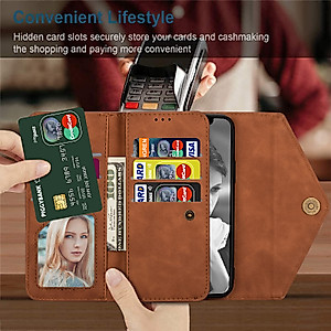 Wallet Case for Samsung Galaxy S20 FE 5G 6.5 inch Flip Zipper Purse Handbag with Credit Card Holder Shoulder Strap Wrist Strap Phone Cover for S 20 EF UW S20FE5G S20FE 20S S2O Fan Edition 4G G5 Brown