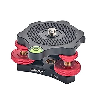 CAVIX Camera Leveler Tripod Leveling Base Tri-Wheel Head for Macro Photography Aluminum w Bubble Level 3 Axis Level with +/-5 Degree Precision Adjustment for DSLR Camera Rotator Panoramic Head LP-64