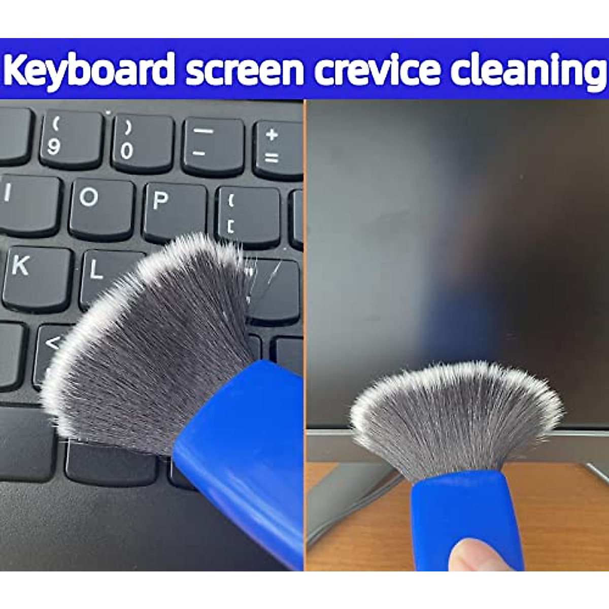 EVIISO 4 pcs Car Brushes for Detailing Interior,Double-Ended Brush and Cleaning Cloth,car Detail Crevice Care Removal Cleaning,Keyboard Cleaning Brush (Blue)