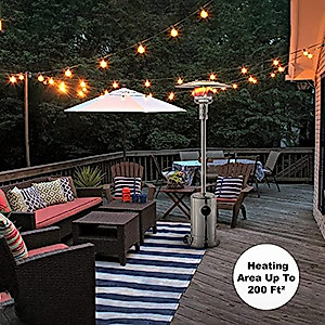 48000 BTU Outdoor Patio Propane Heater, 88in Tall Umbrella Outside Space Gas Heater with Wheels, Standing Tainless Steel Patio Floor Air Heater, for Commercial, Residential, Garden, Porch, Party, Deck
