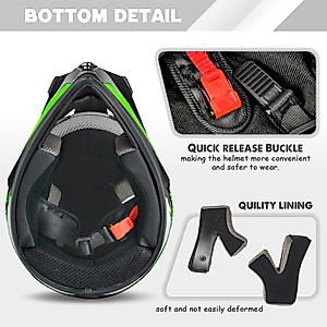 Adult Motocross Helmet Dirt Bike Helmet,ATV Motorcycle Helmet,Outdoor Dirt Bike Helmets,DOT Approved,Off-Road Helmets with Gloves Goggles Face Shield 4-Piece Set