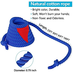 X XBEN Tug of War Rope with Flag for Kids, Teens and Adults, Soft Polypropylene Rope Games for Team Building Activities, Family Reunion, Birthday Party-15 ft,55 ft,110 ft (White, 15 Feet)