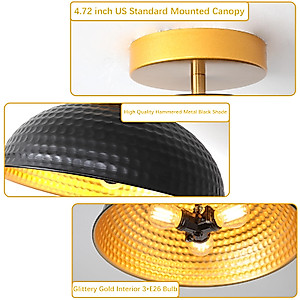 JackLove Semi Flush Mount Ceiling Light Fixture,Hammered Metal Shade Closed to Ceiling Lamp,3-Light Modern Industrial Ceiling Light for Hallway Entryway Foyer Living Room Badroom