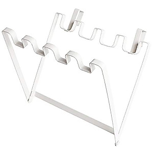 Booluee Folding Trash Bag Holder Garbage Bag Hanging Storage Organizer Rack Towel Gloves Hanger Door Back Type Over Cabinet Door Plastic Bag Trash Bin (White)