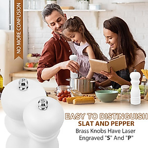 Salt and Pepper Grinder Set of 2 - Wood Salt and Pepper Mill with Adjustable Coarseness Ceramic Core - Manual Salt Grinders Refillable Spice Mills - Pepper Shakers for Sea Salt/Chili/Sesame, 6.5 Inch