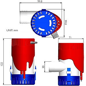 MAKERELE Auto Bilge Pump for Boats 12v 1100GPH Automatic Submersible Boat Bilge Water Pump with Electronic Switch (Outlet Diameter：1 1/8 inch/29mm)…