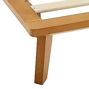 BIKAHOM Luna Wood Platform Full Frame, 8.5 Inch Solid Wood Platform Bed with Under Bed Storage Space, No Box Spring Needed, Strong Wooden Slat System, Easy Assembly, Bedroom Furniture, Honey