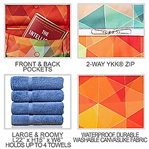 SHYLERO Beach Bag and Pool Bag Has Cooler Pocket, 7 Pockets Total, Zip Top. Family Size Waterproof Beach Tote