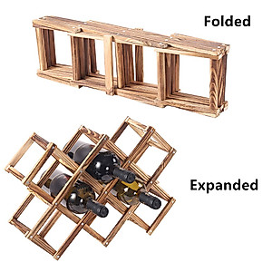 PENGKE Wood Wine Rack Freestanding Wine Rack,10 Bottles Countertop Free Stand Wine Storage Holder Protector for Red White Wine