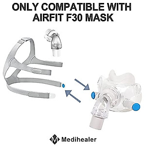 Medihealer Replacement Swivel Elbow Strap Kit for Airfit F30, Including Swivel Elbow Connector for F20/F30 and Adjustment Strap for F30 and Strap Clips, Great Value Supplies