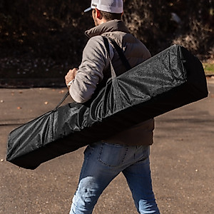 EMMA + OLIVER 8'x8' Black Weather Resistant Easy Pop Up Slanted Leg Canopy Tent with Carry Bag