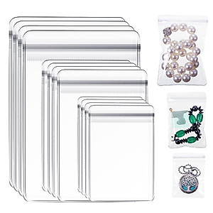Clabby Clear Pvc Jewelry Bags Plastic Transparent Jewelry Rings Earrings Packing Storage Pouch Anti Tarnish Zip Lock Bags for Holding Jewelries, 2 X 2.8 Inch, 2.8 X 4 Inch, 3.5 X 5 Inch(120 Pieces)