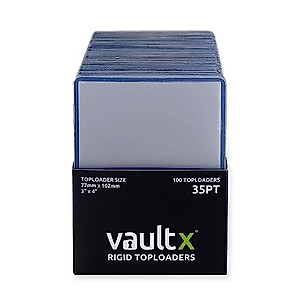 Vault X Premium Extra Thick Seamless Toploaders 35pt - 3" x 4" Rigid Card Holders for Trading Cards & Sports Cards (100 Pack)