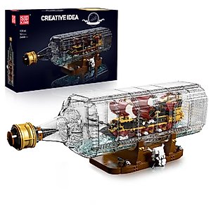 Mould King 10066 One Piece Ship in a Bottle Building Blocks Kits, MOC Queen Anne's Revenge Pirate Ship Model Building Sets, Gift for Kids Age 8+/Adults Collections Enthusiasts (2488+ Pieces)