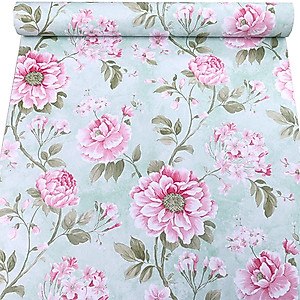 Self Adhesive Vintage Flower Shelf Liner Wall Paper Removable Floral Wallpaper for Cabinets Shelves Dresser Drawer Furniture Wall Sticker Arts and Crafts Decal (17.7x78.7 Inches)