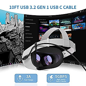 VeeR Link Cable 10FT Compatible with Meta/Oculus Quest 2 Accessories, USB C Cable Quest 2 Link Cable Compatible with PC/Steam VR, High Speed Data Transfer & Fast Charging Cord E-Marker Included