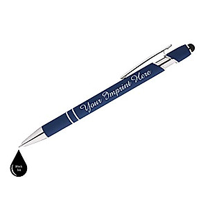 Express Pencils™ - Personalized Pens Gift Set - 2 Pack of Soft Touch Metal Pens w/gift box - Luxury Ballpoint Pen Custom Engraved with Name, Logo or Message | Perfect for Him or Her (Black - Dk Blue)