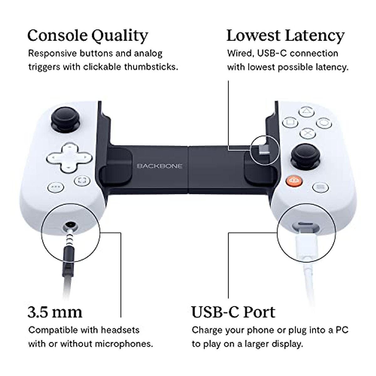 BACKBONE One Mobile Gaming Controller for Android [PlayStation Edition] - Turn Your Phone into a Gaming Console - Play PlayStation, Xbox, Fortnite, Call of Duty, Minecraft, Roblox & More
