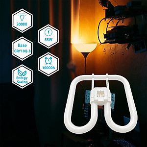 Valoisa F552D/830 Polylux Light Bulb,Replacement Bulb for G E General Electric 40184 Light Bulb,2D 55W Fluorescent Bulb,GRY10Q-3 4-Pin Base,3000K…