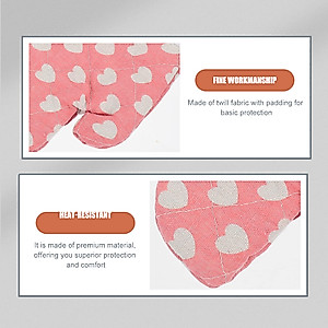 SOLUSTRE Oven Mitt Short Oven Mitts 2pcs Kids Oven Mitts Oven Gloves Kitchen Mitts Non Slip Baking Mitts for Kitchen Baking Fireplace Grill BBQ Heart Pattern Small Oven Mitts Oven Glove