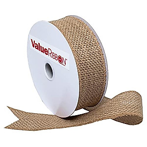 Value Ribbon by Morex 1252.40/10-004V Burlap 1.5" X 10 YD Wired Burlap Ribbon for Gift Wrapping, Natural Ribbons for Crafts, Birthday Gifts for Women and Men, Art Supplies for Party Decorations