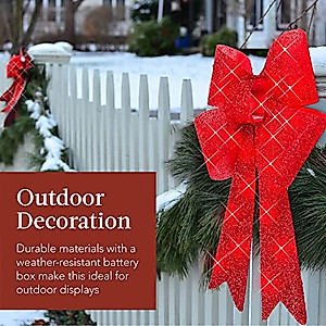 Best Choice Products Set of 3 Bows Pre-Lit Christmas Bow Decoration, Indoor/Outdoor LED Holiday Décor w/ 30 Lights, Outdoor Battery Box, Timer, 8 Light Functions - Red