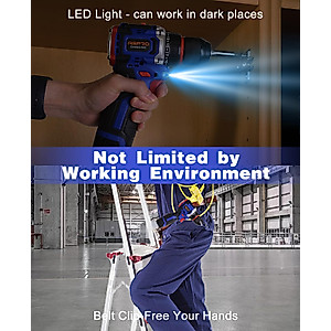 Aspro Cordless Drill, 16.8v Brushless Power Drill Set with Battery and Charger, 2 Variable Speed, 3/8'' Keyless Chuck, Built-In LED, Versatile Small Drills for Electric Drilling and Screwing