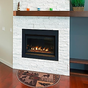 Cozy Floor Mats Fireplace Hearth Rug, Nature Cottage Bear Deer Elk, 26"x 39" Brown Beige Green Red, Half Circle, Fire Heat Resistant Mat, Half Moon Shape, Non Slip Kitchen Rug, Cabin Lodge 2'2"x 3'3"