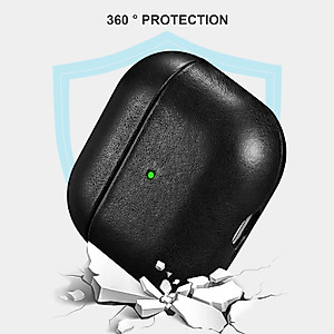 CEENFFO Leather for AirPods 3 Case 2021, Genuine Leather for Airpods 3 Wireless Charging Case (Front LED Visible) Protective Skin for Men Women