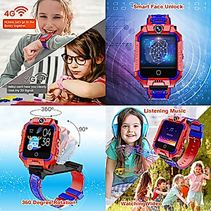 OKYUK 4G Kids Watch Phone T10, Funny 360° Rotation Screen Dual Camera Smart Watch for Boys Girls, IP67 Waterproof, 2-Way Calls, GPS, SOS, Video Calls, Remote Control, Pedometer Smartwatch