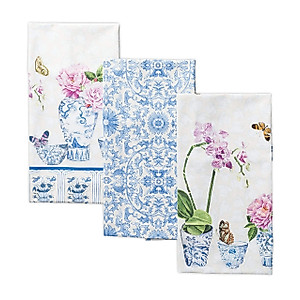 Maison d' Hermine Canton Bundle Set 100% Cotton Apron (27.50 Inch by 31.50 Inch) Set of 3 Kitchen Towels (20 Inch by 27.5 Inch) and Oven Mitt (7.5 Inch by 13 Inch)/Pot Holder (8 Inch by 8 Inch)