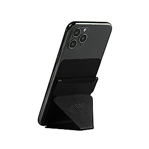 MOFT Cell Phone Stand with 2 Viewing Angles for Andriod, iPhone and All Smartphones, Repositionable, Residue-Free 3-in-1 Adhesive Wallet Stand (Pure Black)