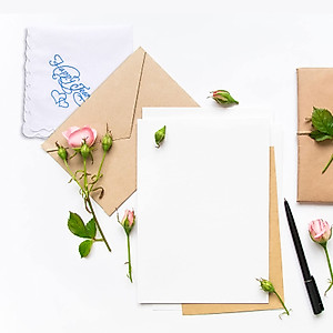 Embroidered Wedding Handkerchiefs Happy Tears Wedding Handkerchiefs with Scallop Lace Edges for Wedding Day Bride (6 Pieces) White, Blue