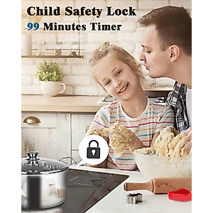 Karinear 12 Inch Induction Cooktop 2 Burner Drop In Electric Cooktop, Induction Stove Top Ceramic Glass with Booster, Child Lock, Timer, Pause function, 220-240V, 3500W, Hard Wire(No Plug)