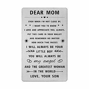 SOUSYOKYO Mom Christmas Card from Son, Thank You Mom Wallet Card from Son, Personalized Mom Wedding Birthday Gift from Son, Unique Mom Long Distance Present