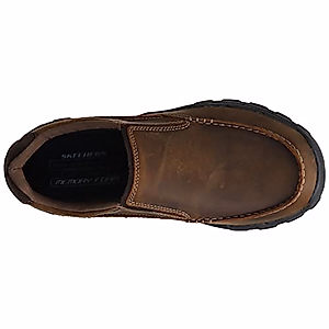 Skechers Men's Braver-Rayland Slip-On Loafer, Dark Brown Leather, 10 2E US