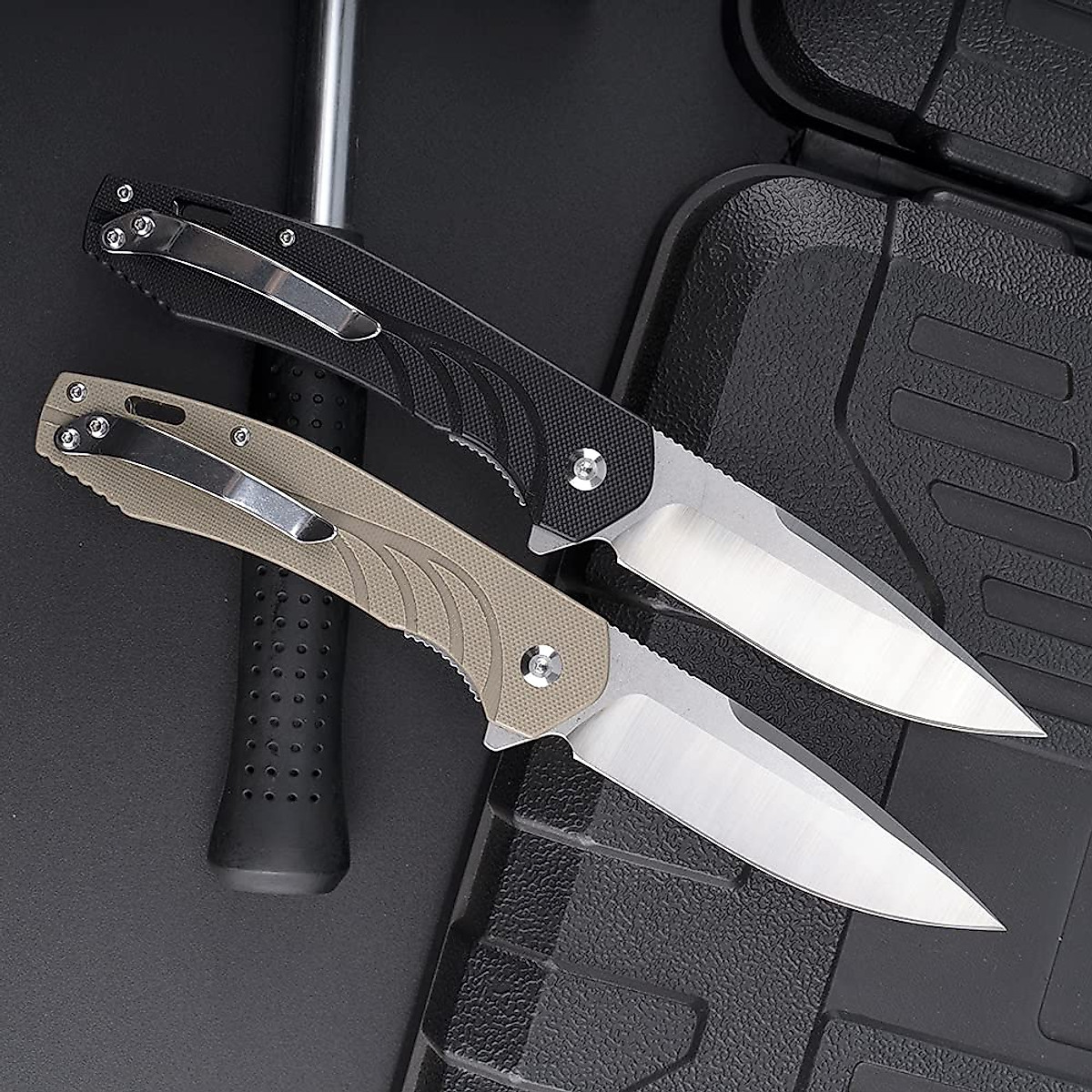 URiver Pocket Knife,G10 handle,With Pocket clip,Material Sharp Blade, Great for Paring, Hunting and Camping,Ideal Gifts for Your Family(Yellow)