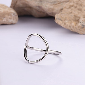 MILACOLATO 925 Sterling Silver Ring for Women 18K White Gold Plated Open Circle Karma Rings Polished Fashion Simple Plain Stackable Statement Promise Rings Comfort Fit Size 9