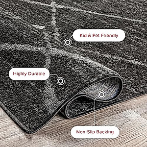 nuLOOM 3x5 Thigpen Contemporary Area Rug, Charcoal, Abstract Lines, Non-Slip Backing, Stain Resistant, For Bedroom, Dining Room, Living Room, Hallway, Office, Kitchen, Entryway